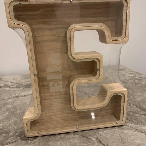 Name Letter Piggy Bank Gift Personalized Wooden Alphabet Letter Coin ...