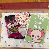 Axolotl Valentine’s Day Printable Cards for Kids, Printable Valentines ...
