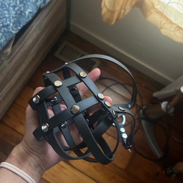 Matte Black Spiked Classic Hardware Petplay Face Muzzle - Etsy