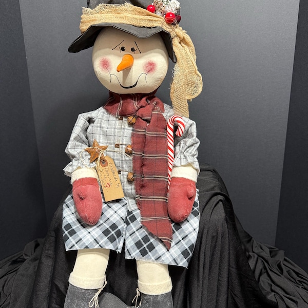 Primitive Snowman Pattern Snow Dayz Prim Snowman Raggedy PDF Christmas ...