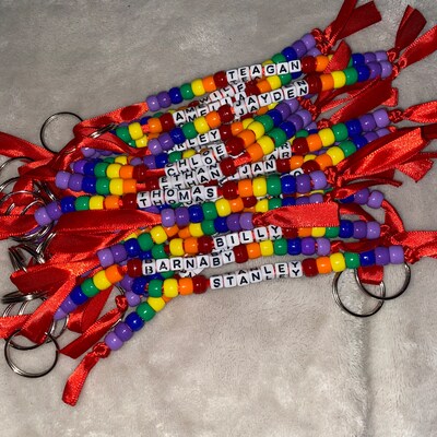 Personalised Beaded Bag Tag or Keychain for School Bags, PE Bags or ...