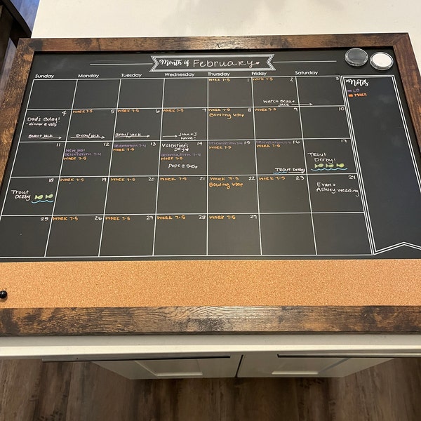18x24 Chalkboard Calendar and Bulletin Combo Board- Includes Chalk ...