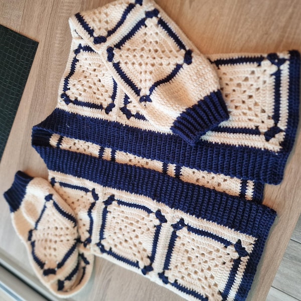 Easy Chunky Crochet Cardigan Pattern With Long Sleeves and Color Block ...