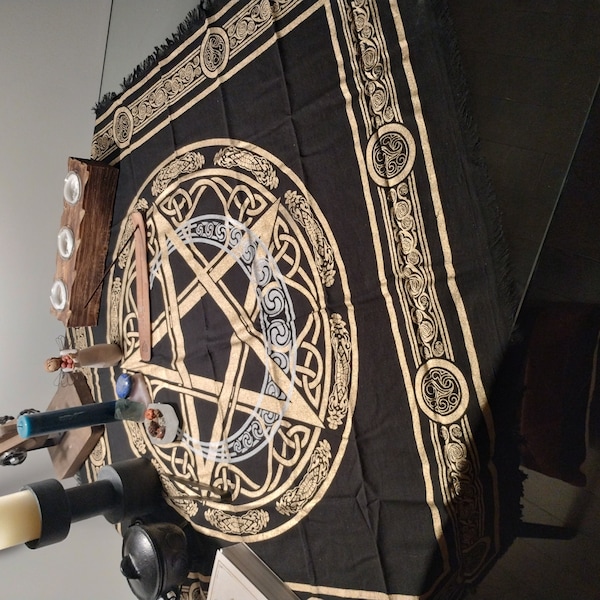 Altar Cloth - 36x36 Nice Extra Large Pentacle With Crescent Moon - Etsy