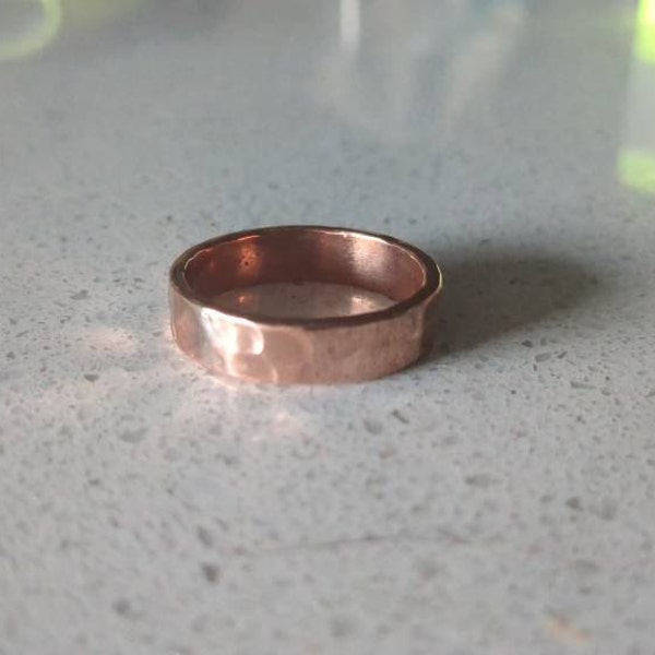 Pure Copper Band Ring, Hammered Design Ring, Ring for Women or Men Ring ...