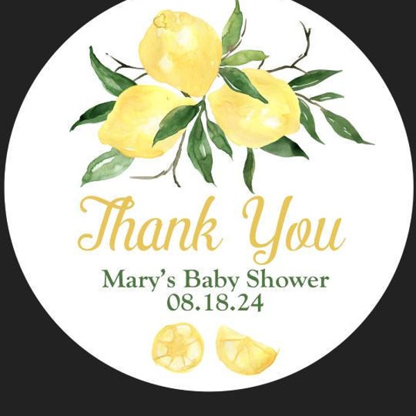 Lemon Thank You Stickers, Lemon Stickers, Lemon Bridal Shower Stickers ...