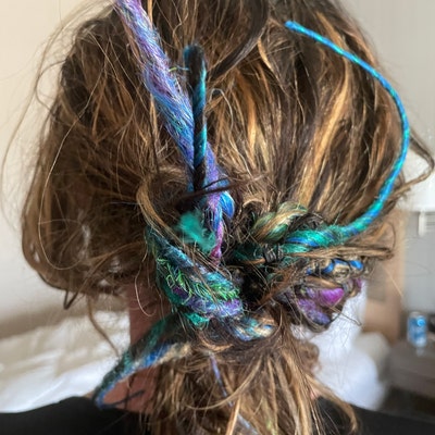 Custom Teal Blue Green Ombre Dreadlocks, Peacock Synth Dreads, Braids ...