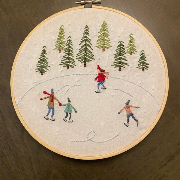 Holidays Hand Embroidery Pattern - Ice Skating - Christmas Embroidery ...