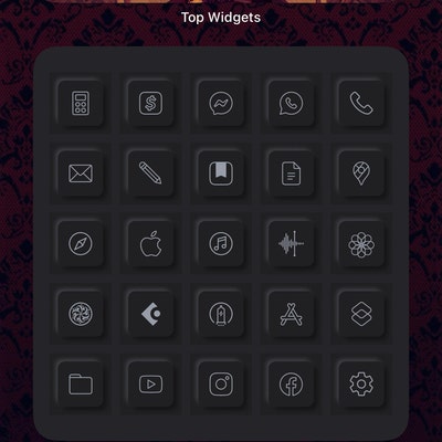 Black Ios Icon Pack, Minimal Dark Ios Icon Pack, Black and White Icon ...