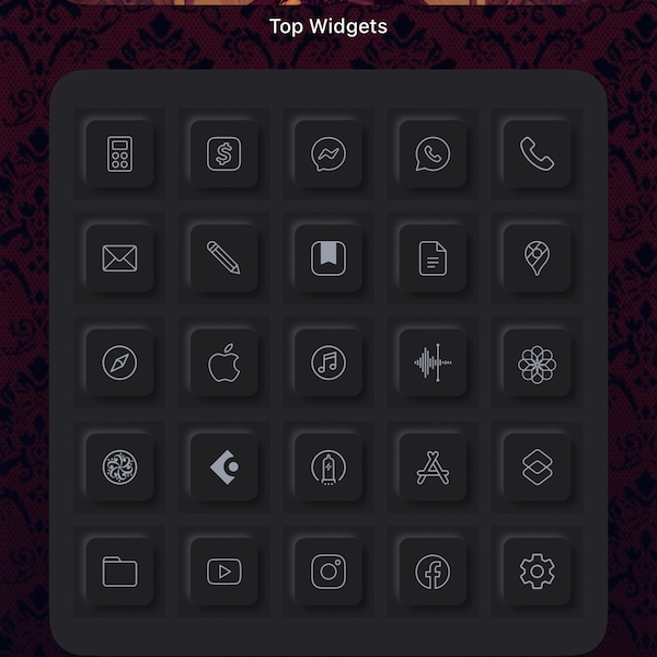 Black Ios Icon Pack, Minimal Dark Ios Icon Pack, Black and White Icon ...