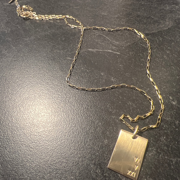 Personalized Rectangle Pendant Necklace, Boxy Pendant, Geometric ...