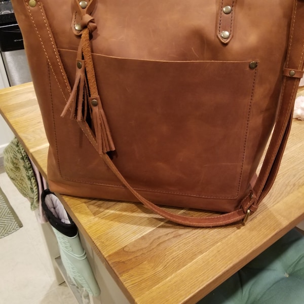 Copper LEATHER Tote Bag Crossbody Leather Bag Leather Shoulder Tote Bag ...