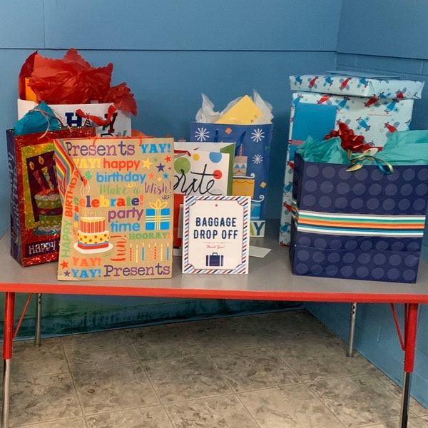 Airplane Baggage Drop off Sign, Airplane Gift Table Sign, Luggage Drop ...