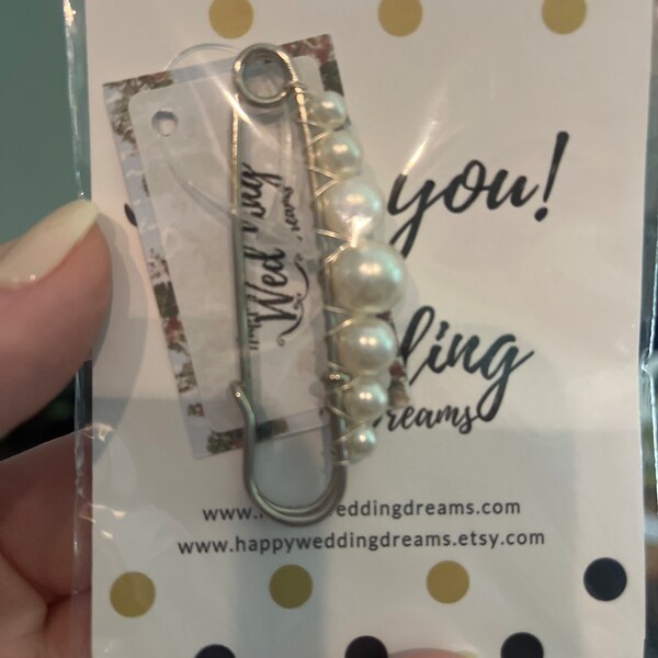 Bustle Pin, Pearl Wedding Dress Train Pin, Bridal Dress Train Clip ...