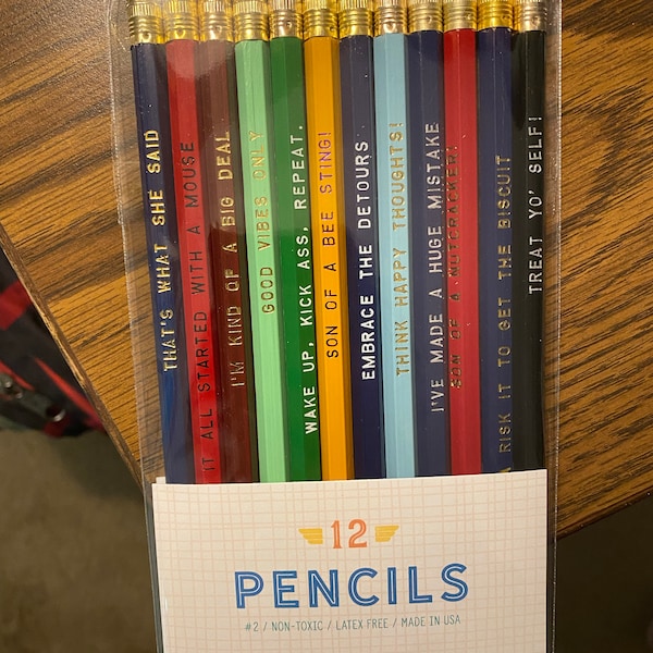 12 Mix + Match Engraved Pencil Set, Funny Pencils, Tv Show Quotes ...