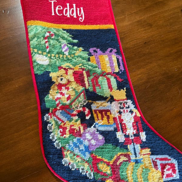 Personalized Needlepoint Christmas Stocking: Hand-embroidered Wool ...
