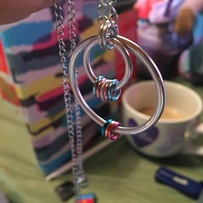 LGBTQ Pride Pendant, Aluminum Hoops, Stainless Steel Chain, Choose Your ...