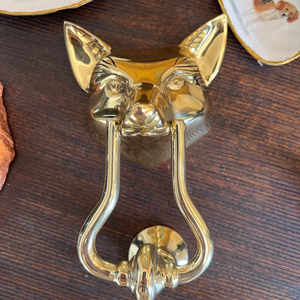 Vintage Solid Brass Fox Door Knocker - Etsy