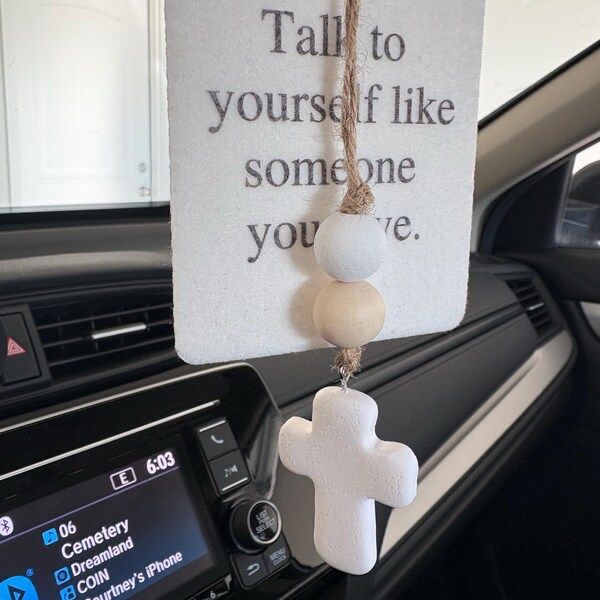 Cross Car Mirror Hangers | Christian Cross Hanging Ornament | Polymer ...