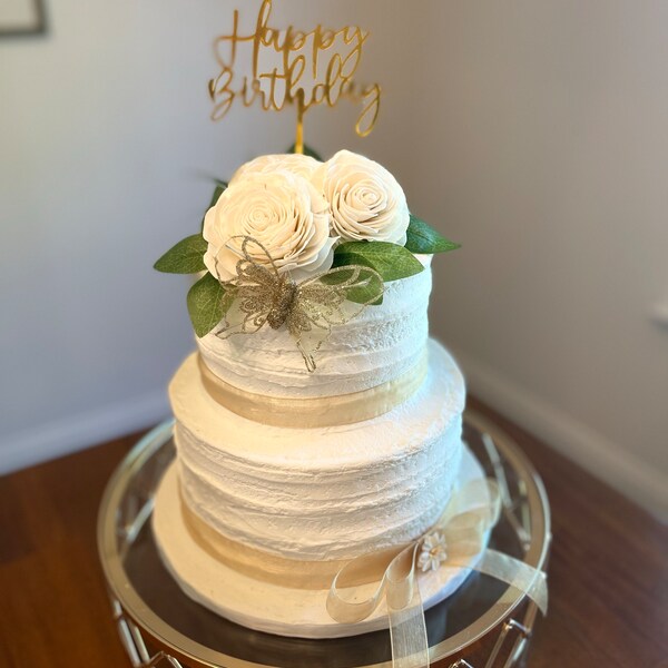 Rustic Wedding Cake for Display. Diagonal Buttercream Design. Faux ...