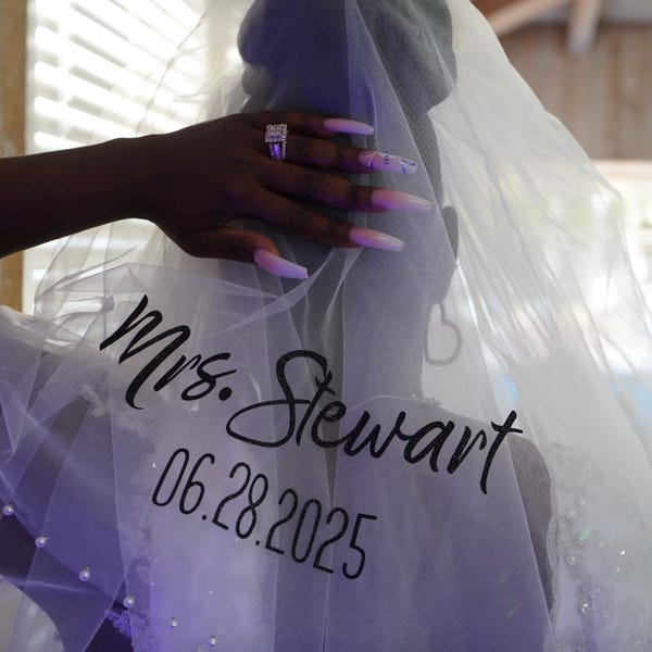 Bridal Shower Veil | Custom Bachelorette Veil | Personalized Bridal ...