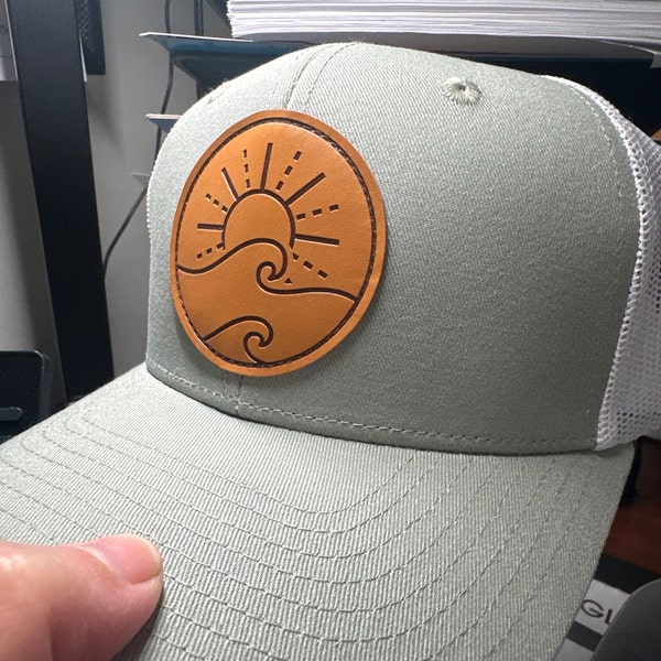 Sunshine Wave Leather Patch Trucker Hat, Beach Trucker Hat, Beach Wave ...