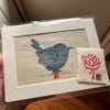 Blue Wren Wren, Original Linocut, Hand-pulled Print, Jenny Wren, Bird ...