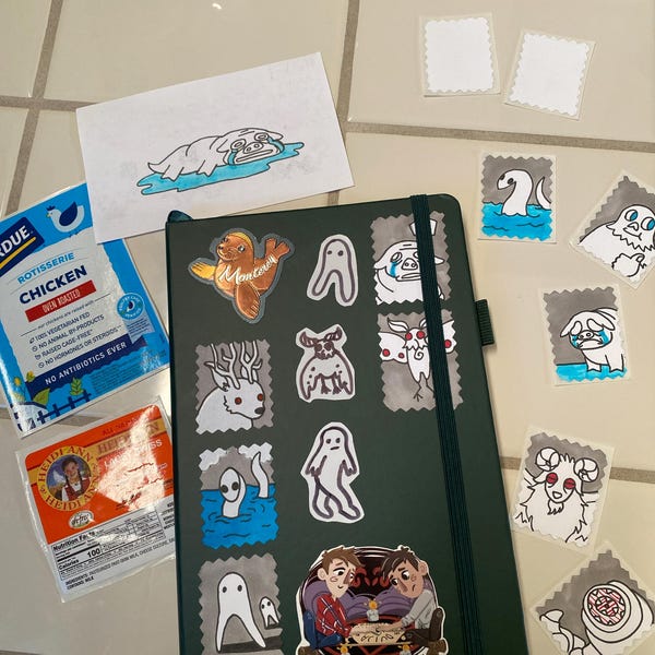 Mini Cryptid Field Guide Zine + Cryptid Stamp Stickers - Etsy