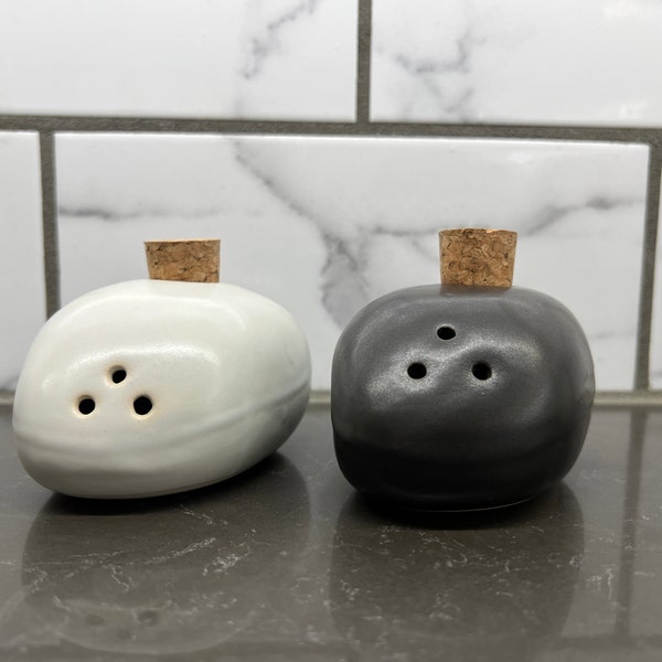 Handmade Ceramic Salt and Pepper Shakers | Pebble Design Salt and ...