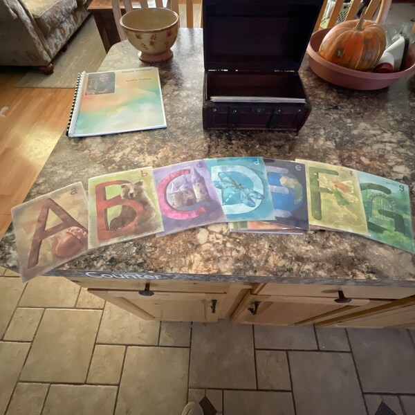 Montessori Printable PDF Alphabet Flashcards, Watercolor Design ...