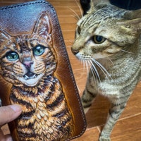 Leather Wallet, Tiger Wallet, Hand-tooled Leather Wallet, Passport ...