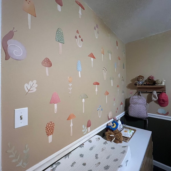 Woodland Mushroom Wall Decals - Removable, Reusable Wall Stickers ...