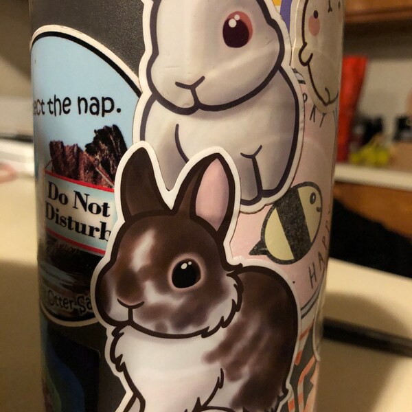 Custom 5x Dwarf Rabbit Stickers - Cute Dwarf Bunny Picture, Custom ...