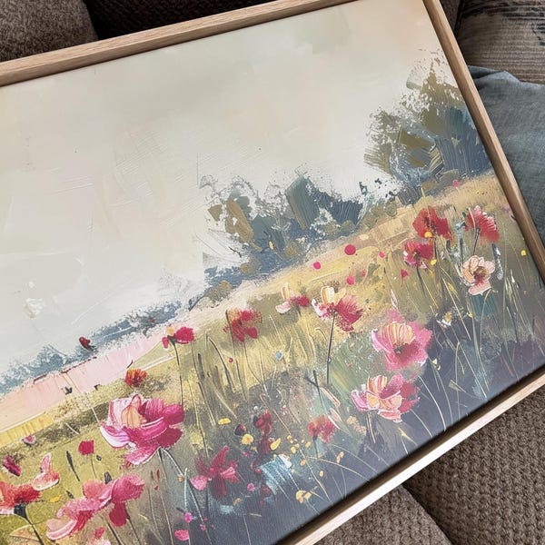 Vintage Spring Meadow Forest Landscape Wall Art, Long Horizontal ...