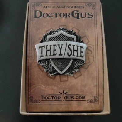 They/she Pronoun Badge Pride Pronoun Pin Handcrafted Pewter Accessories ...