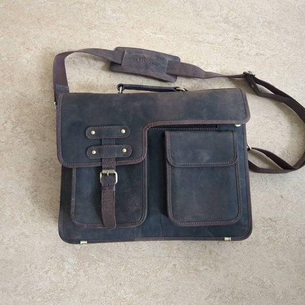 Leather Messenger Bag, Professional Bag, Work Messenger Laptop Bag ...