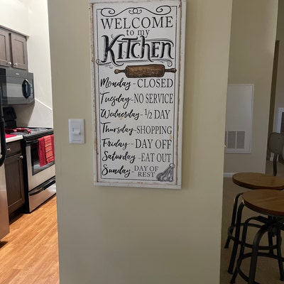 Personalized Kitchen Sign Family Name Rules Last Name Established Signs ...