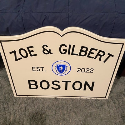 Official Painted Wood Entering Boston Sign Handmade - Etsy