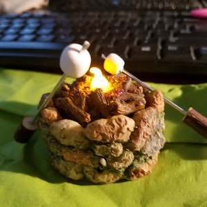 Fairy Garden Fire Pit Accessories Firepit With LED Tea Light Flickering ...