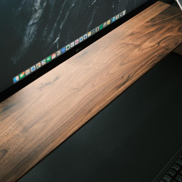 Dual Monitor Desk Shelf, Wooden Monitor Stand, Monitor Riser, Computer ...