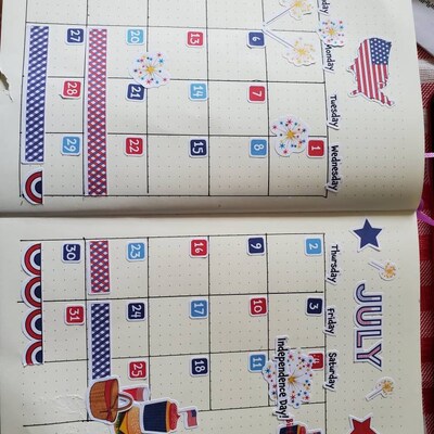 July Monthly Bullet Journal Sticker Kit Patriotic Stickers for Your ...