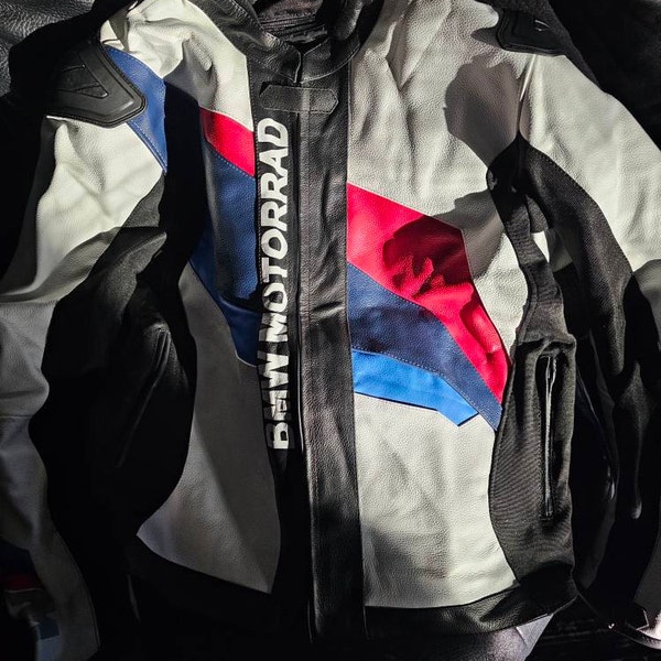 BMW Motorrad Motorcycle Racing Leather Jacket Genuine Cowhide Leather ...