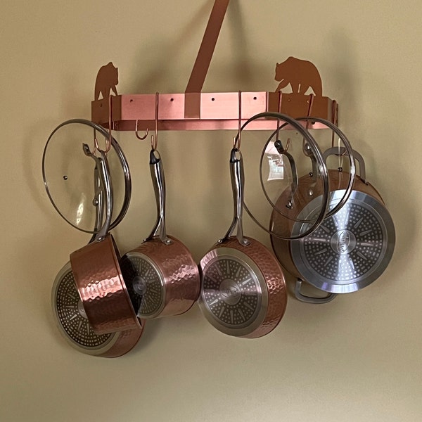 Wall Mounted Solid Copper Pot Rack With Bear - Etsy