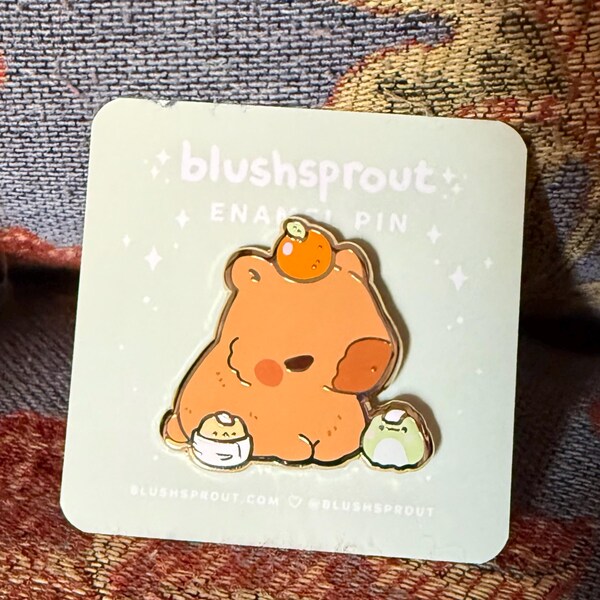 Capybara & Frogs Enamel Pin | Kawaii Bath House Onsen Lapel Pin ...