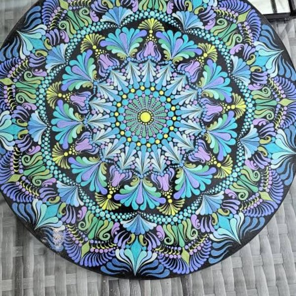 30cm Hand Painted Green Dot Mandala, Dot Art, Acrylic Painting, Gift ...