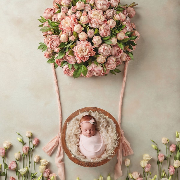 Digital Backdrop Background Newborn Girl Spring Overhead White Peony ...