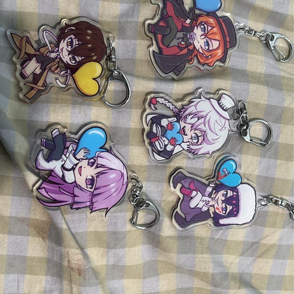 BSD Keychains Dazai, Chuuya, Ranpo, Fyodor, Nikolai, Sigma, Poe ...