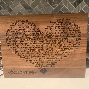 Wedding Song Lyrics Engraved Wooden Anniversary Gift First - Etsy