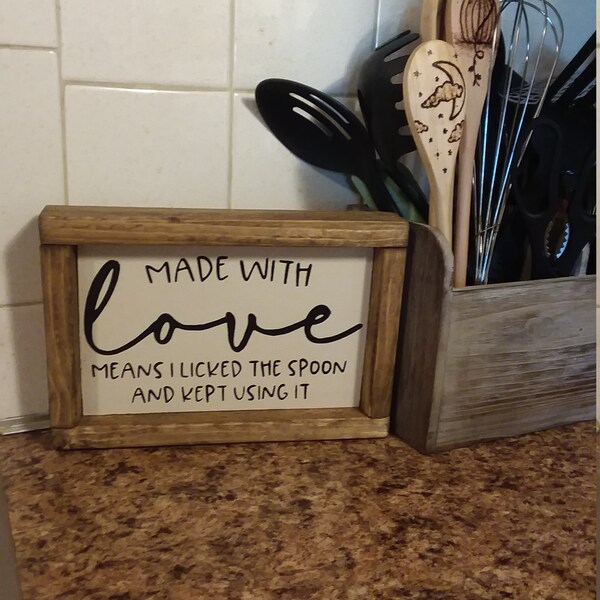 Made With Love Sign - Rustic Kitchen Sign - Farmhouse Kitchen Sign - Etsy