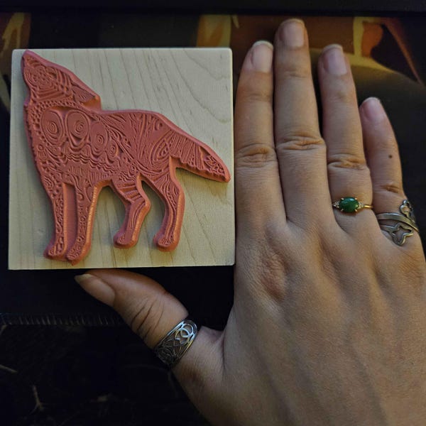 Totem Wolf Rubber Stamp, Art Journal Supply (3 1/8x3 1/4 Inches) 20 - Etsy